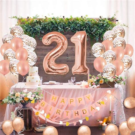 21st Birthday Decorations Rose Gold Twenty First Party Etsy