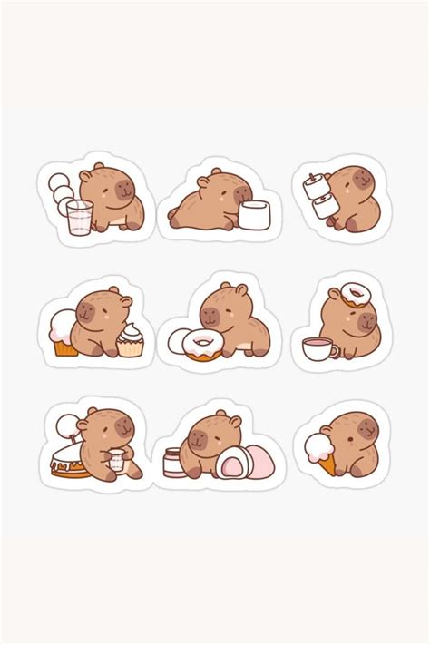 Dessert Funny Kawaii Capybara Pack Sticker For Sale By Olyalitvinova