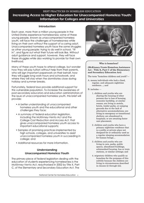 Increasing Access To Higher Education For Unaccompanied Homeless Youth