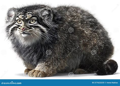 Otocolobus Manul Pallas Cat Sits On The Tail In Snow Cartoon Vector