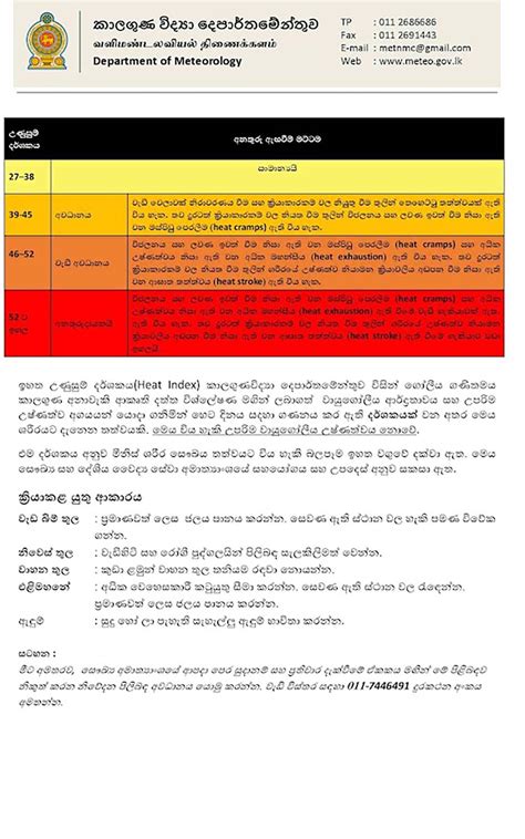 හෙට රස්නය අවදානම් කාලගුණ විද්‍යා දෙපාර්තමේන්තුවෙන් අවවාදාත්මක නිවේදනයක්