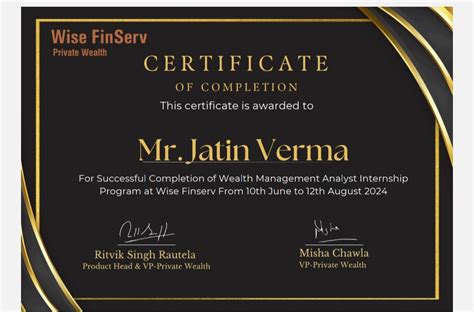Jatin Verma On Linkedin Internship Wealthmanagement Finance