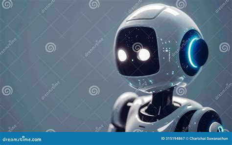 A Robot With Blue And White Eyes And A White Head By AI Generated Image Stock Illustration