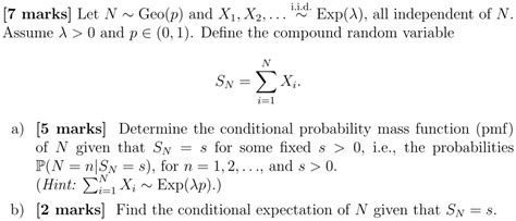 solved let n be i i d geo p and let x1 x2 and exp a be all