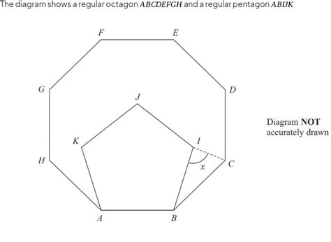 The Diagram Shows A Regular Octagon A B C D E F G H And A Regular Pentago