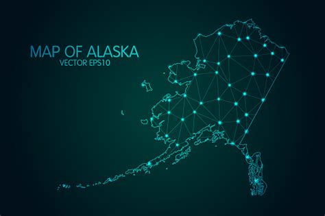 Carte De Lalaska Avec Des Échelles De Point Et De Lignes Lumineux Sur