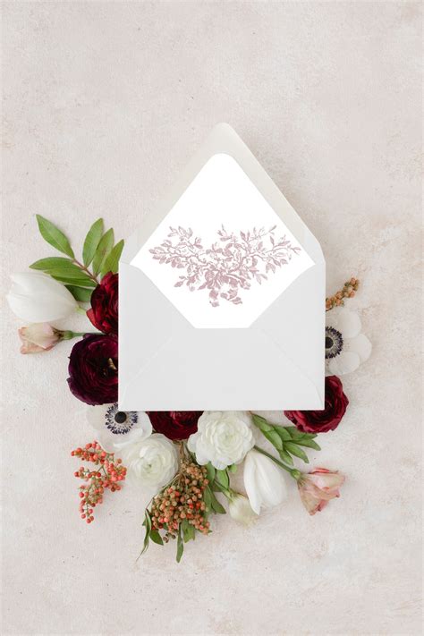 Dusty Pink Floral Envelope Liner Wedding Invitation Envelope Liner