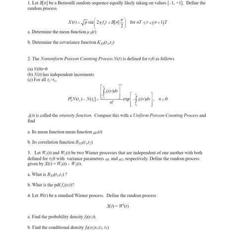 1 Let B N Be A Bernoulli Random Sequence Equally Likely Taking On