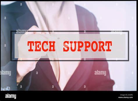 Hand And Text Tech Support With Vintage Background Technology Concept