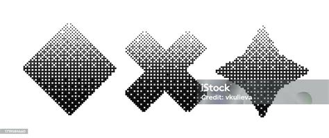 Geometric Shapes Bitmap Set Dither Gradient Forms Collection Square Cross Star Elements Design