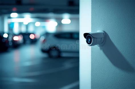Advanced Hightech Ip Security Camera Installed In The Parking Area For Enhanced Safety Stock