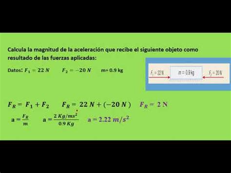 Calcula la magnitud de la aceleración que recibe el siguiente objeto