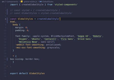 CreateGlobalStyle Not Being Auto Formatted Issue 175 Styled