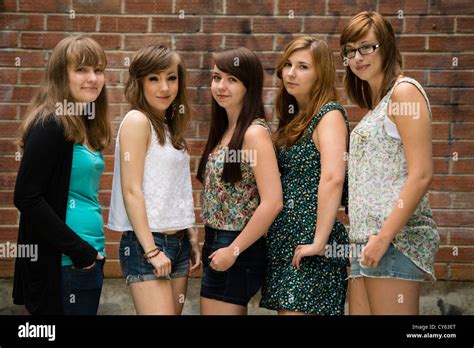 A Group Of Five 5 Young Adolescent British English Welsh Teen Teenage
