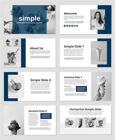 Minimal Modern Canva Slides Presentation Template Navy Dark Blue Clean