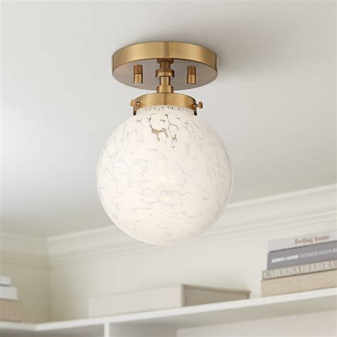 Possini Euro Candide 7 Wide Warm Gold And Glass Globe Ceiling Light