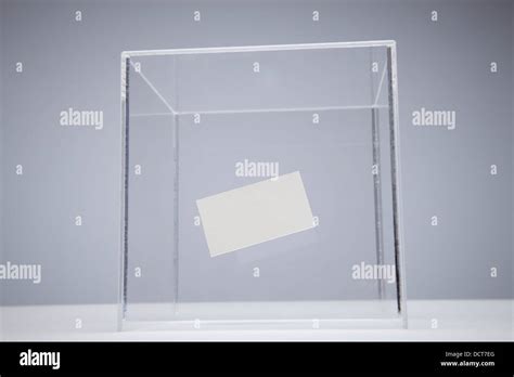 A Transparent Box With A White Card Stock Photo Alamy