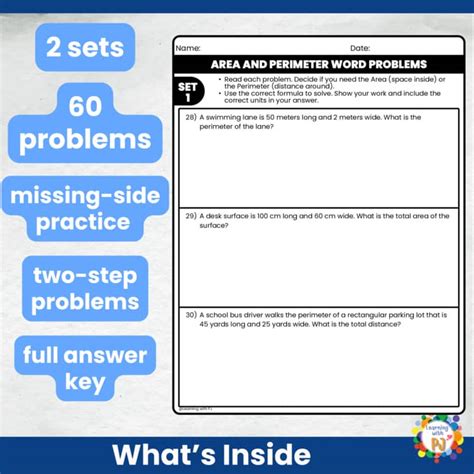 Grade 4 Area And Perimeter Word Problems No Prep 2 Sets Answer Key