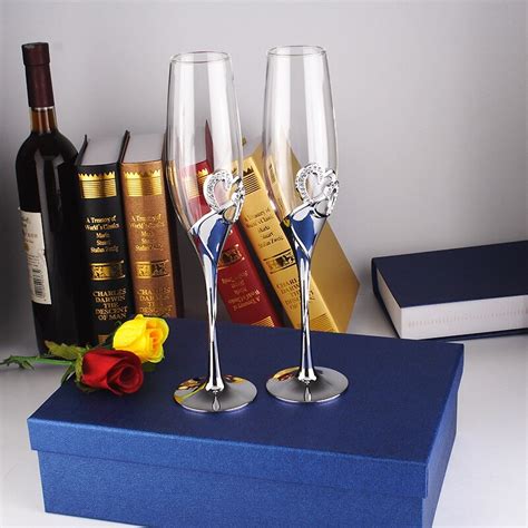 2 Pieces Crystal Wedding Toasting Champagne Glas Vicedeal