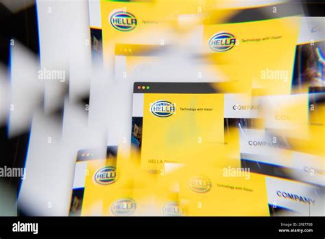 Milan Italy April 10 2021 Hella Logo On Laptop Screen Seen Through