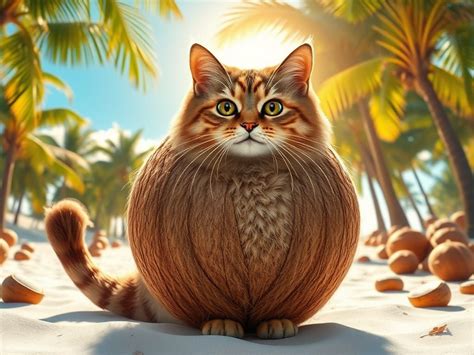 Spherical Cat In Tropical Oasis Inspired By Hyper Ai Art
