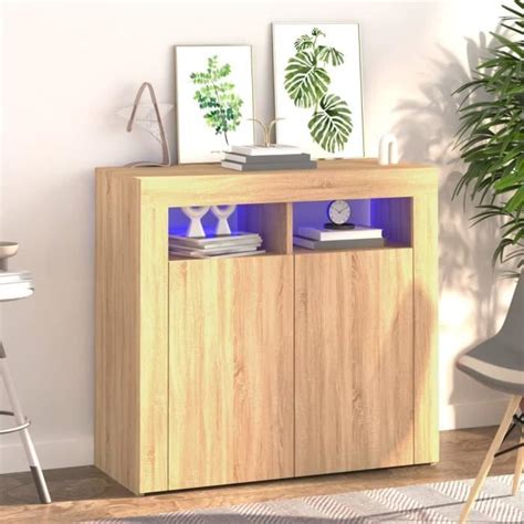 Dbaiyi Ddis Buffet avec lumières LED Chêne sonoma x x cm Cdiscount Maison