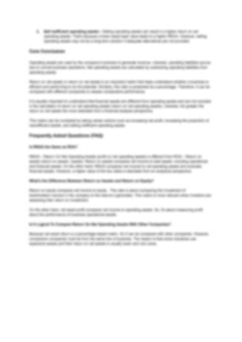 SOLUTION Definition Of Return On Net Operating Assets Rnoa Formulas Examples Strengths