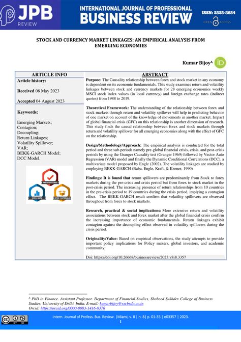 Pdf Stock And Currency Market Linkages