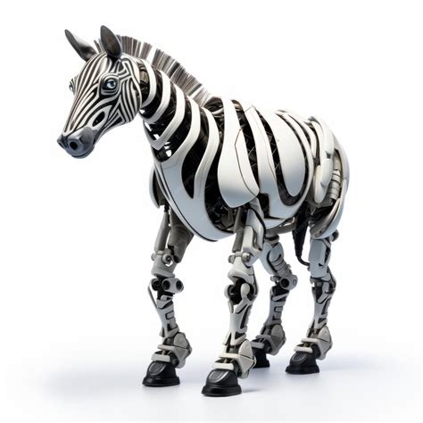 Premium Ai Image Angled View Of A Luminescent Robotic Zebra Isolated