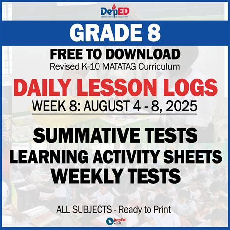 Deped Click Grade 4 Matatag Daily Lesson Logs Week 8 Facebook