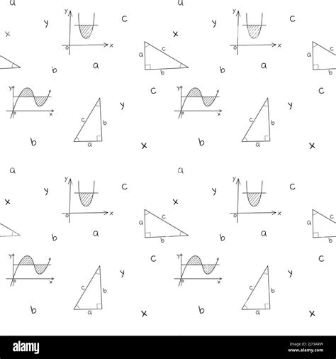 A Simple School Seamless Pattern With Mathematical Graphs Functions