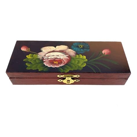 Boîte plumier bois et fleurs vintage et durable Boutique Broc Up