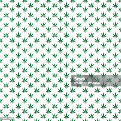 Seamless Pot Leaf Vector Pattern On White Background Stock Illustration