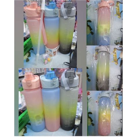 Viral Bottle 1 Liter Free 3d 2d Sticker Gradation Bottle Rainbow