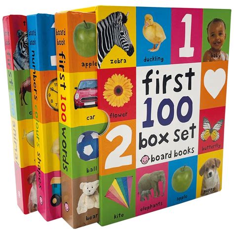 My First 100 Words Board Book Box Set Animals Numbers Colours And