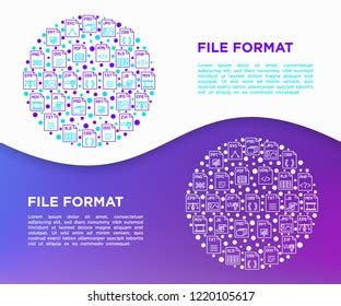 File Formats Concept Circle Thin Line เวกเตอรสตอก ปลอดคาลขสทธ