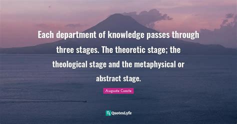 Each Department Of Knowledge Passes Through Three Stages The Theoreti