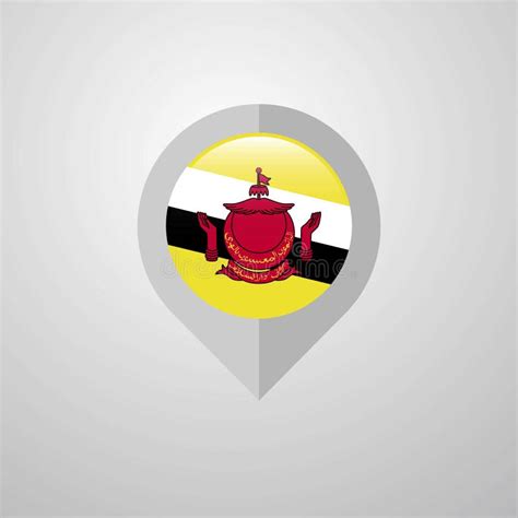 Map Navigation Pointer With Brunei Flag Design Vector Stock Vector