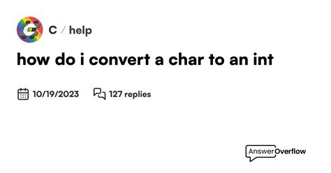 How Do I Convert A Char To An Int C