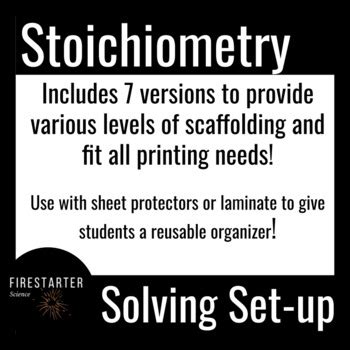 Stoichiometry Solving Set Up Includes Supports For Beginning Babes