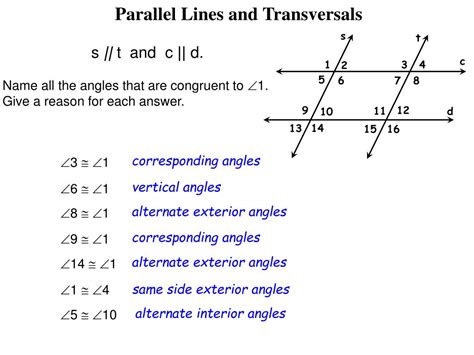 Practice Parallel Lines And Transversals