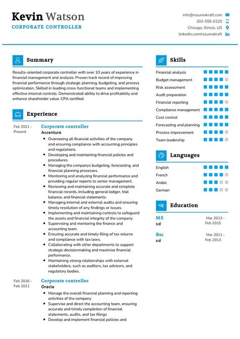 Corporate Controller Resume Sample In 2025 Resumekraft