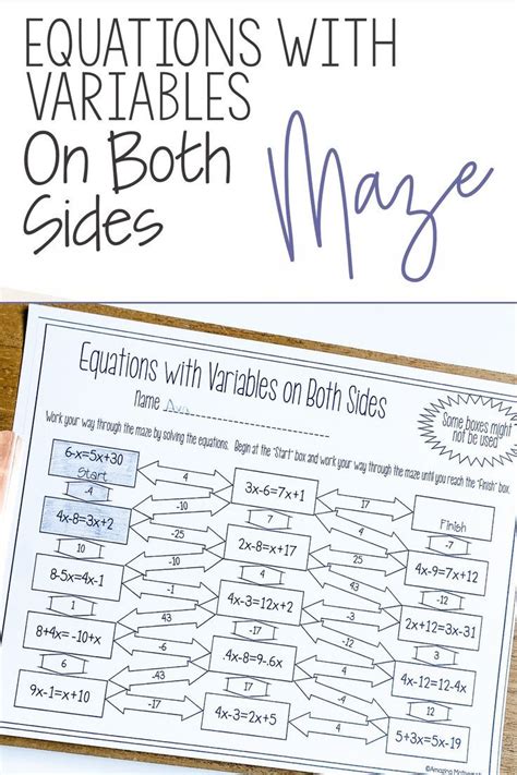 Solving Equations With Variables On Both Sides Worksheet Maze