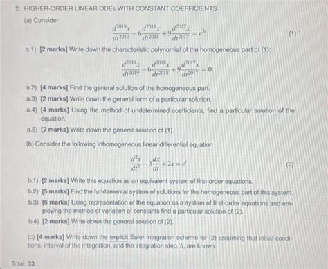 HIGHER ORDER LINEAR ODES WITH CONSTANT Chegg