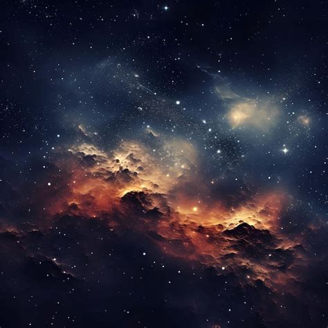 Ai が生成した宇宙の現実的な星雲と輝く星のパノラマを持つ宇宙の背景 Premium Ai生成画像