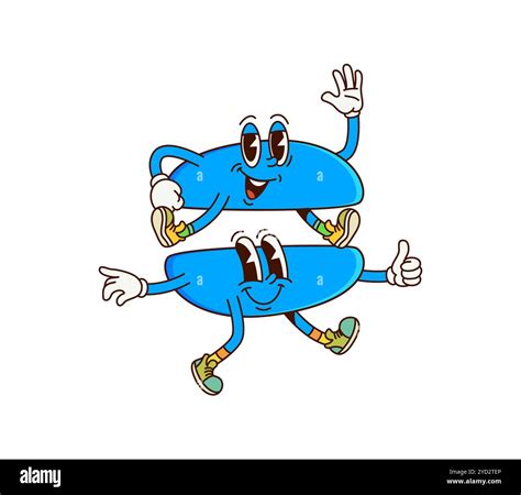 Cartoon Math Equal Sign Groovy Character Vector Funny Symbol For