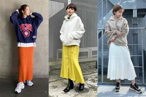 パーカー×スカートのお洒落コーデ34選・シルエットが鍵 ファッション記事 Wear