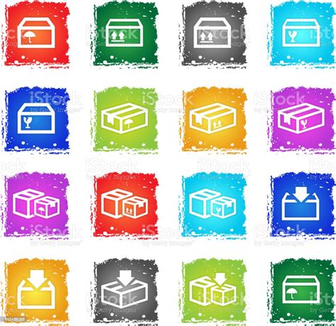 框圖示集向量圖形及更多包裹圖片 包裹 厚紙皮 圖示 Istock