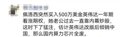 500万美元砸下，国会山股神佩洛西 老伴”豪赌英伟达期权！发生了什么？凤凰网