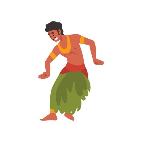 Young Man Performing Folk Dance Indian Dancer In Traditional Clothes